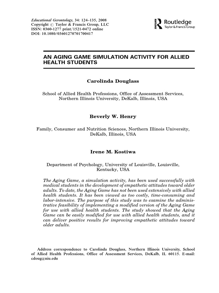 An Aging Game Simulation Activity For Al PDF | PDF | Ageing | Simulation