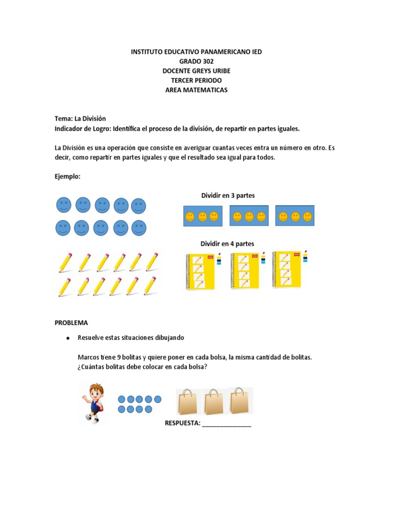 Taller de Matematicas La Division | PDF | Métodos y materiales de enseñanza