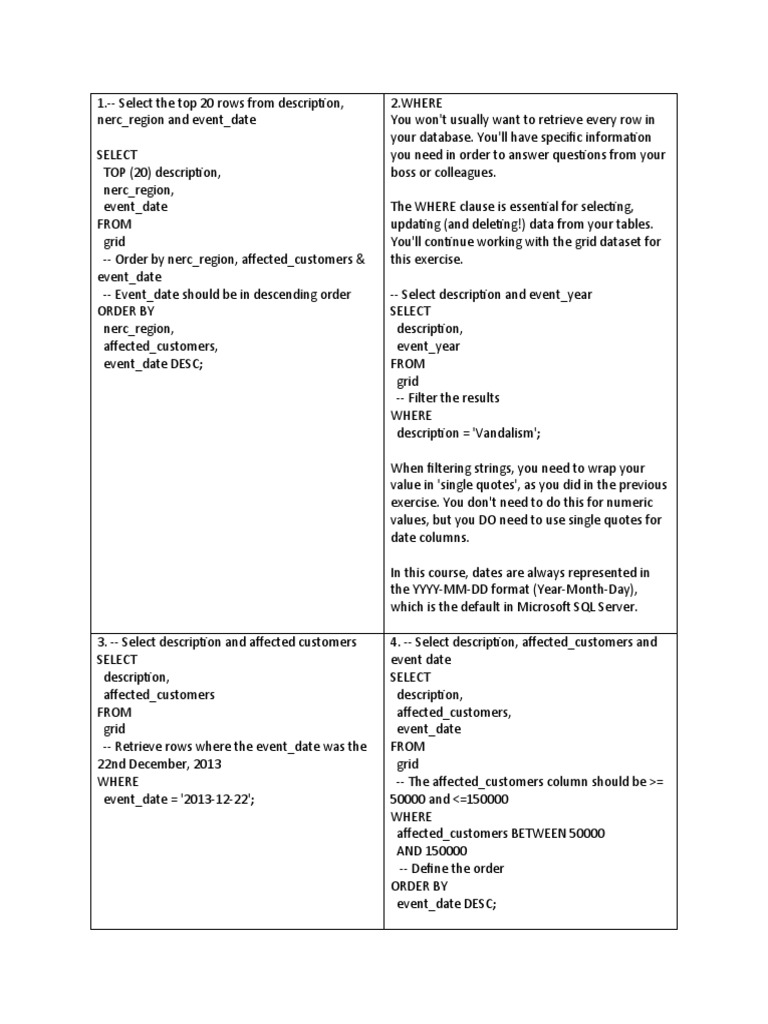 Data Camp SQL | PDF | Table (Database) | Microsoft Sql Server