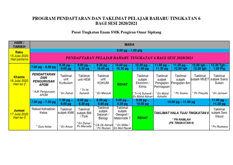 JADUAL PROGRAM 3 HARI - Latest | PDF