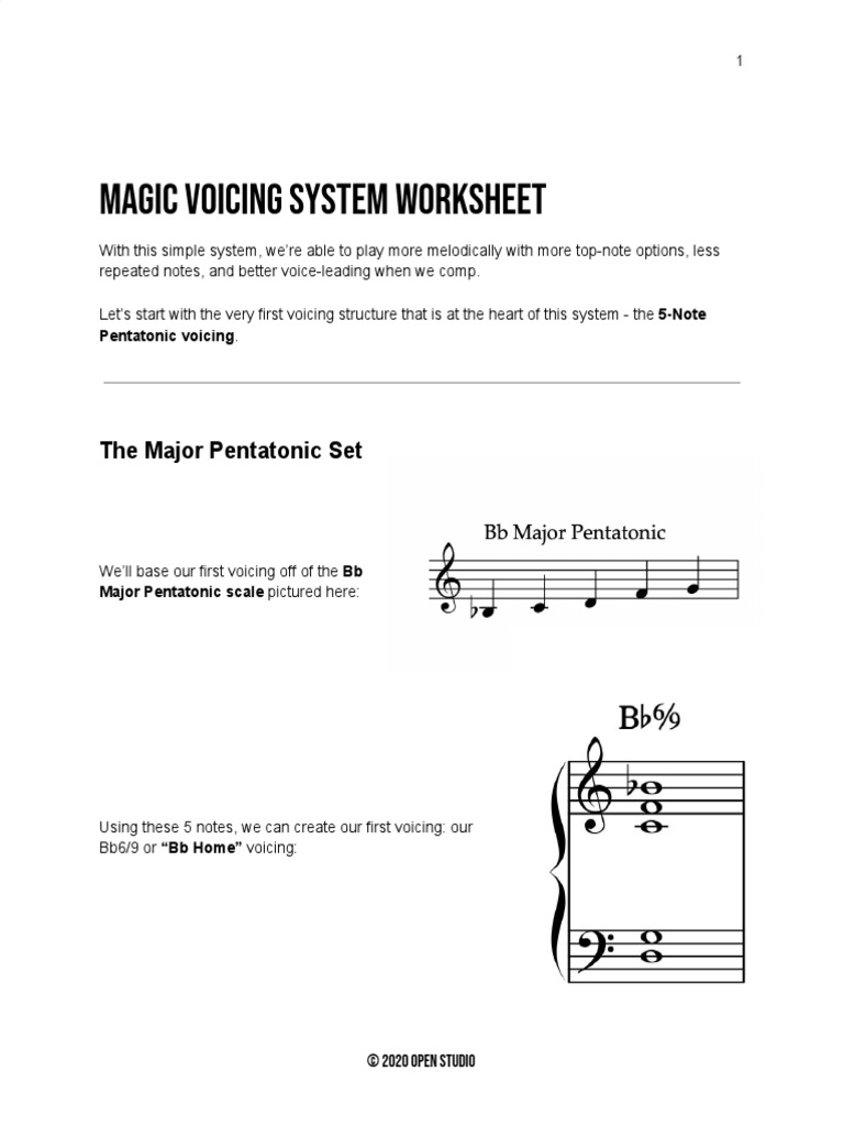 Magic Voicing System Worksheet: The Major Pentatonic Set | PDF | Minor ...