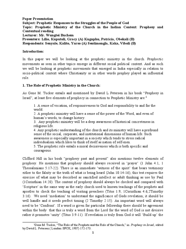 Paper Presentation Summarises | PDF | Prophecy | Minister (Christianity)