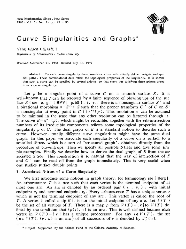 Curve Singularities and Graphs : Department of Mathematics, Fudan ...