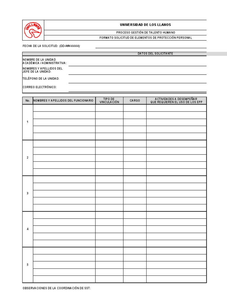 Fo-Gth-97 Formato Solicitud Epp | PDF