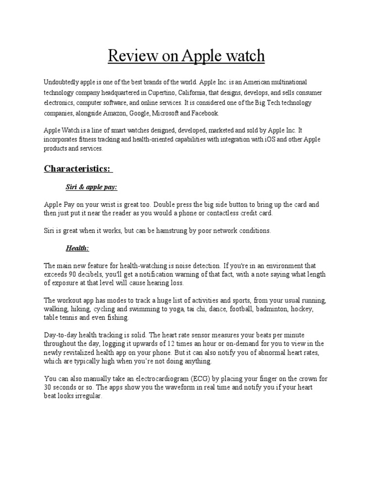 Review On Apple Watch | PDF | Apple Watch | Apple Inc.