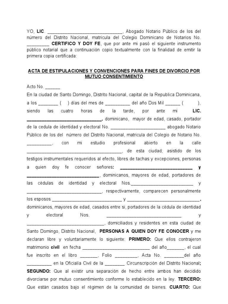 Acta de Estipulaciones y Convenciones (Modelo Compulsa) | PDF ... Acta de Estipulaciones y Convenciones (Modelo Compulsa) | PDF ...