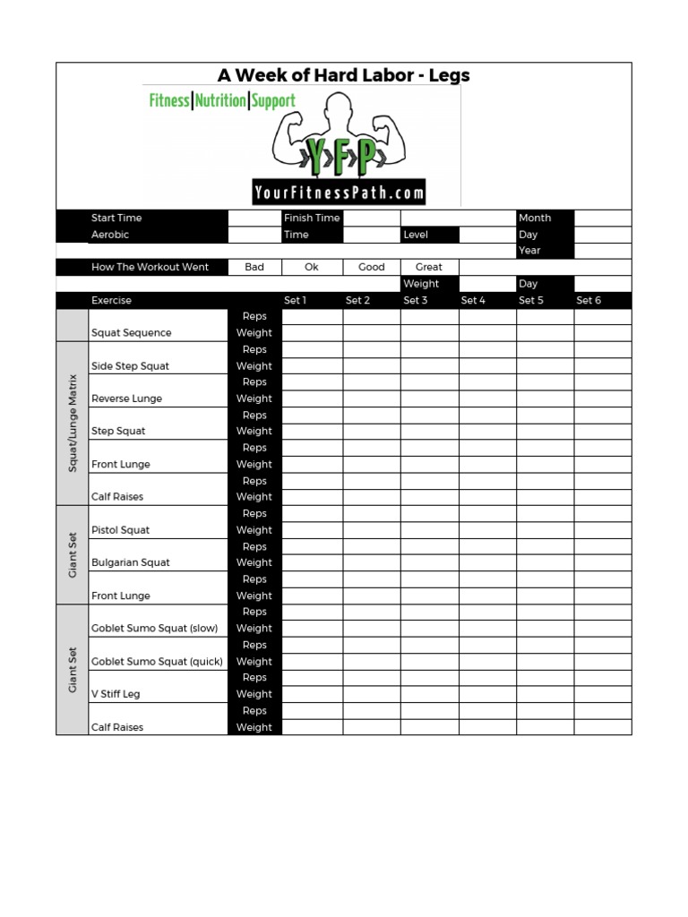 A Week of Hard Labor - Legs: Bad Ok Good Great | PDF