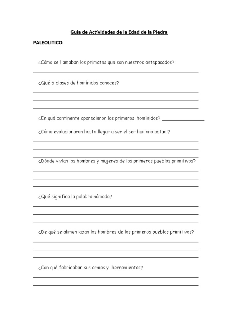 Actividades de la Edad de Piedra para Niños | PDF | Neolítico | Edad de ...