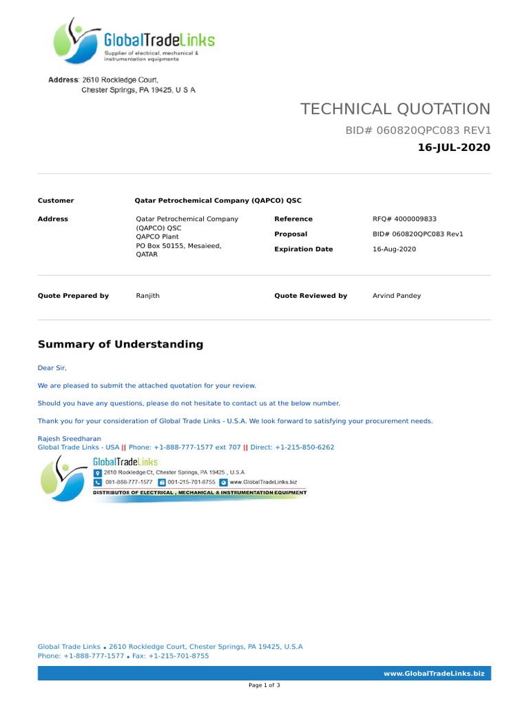 TECHNICAL BID# 060820QPC083 Rev1 PDF | PDF | Business