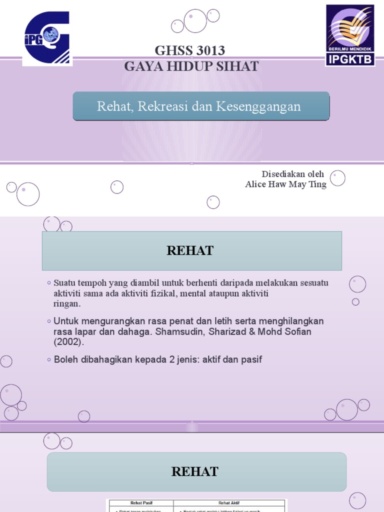 Rehat, Rekreasi Dan Kesenggangan | PDF