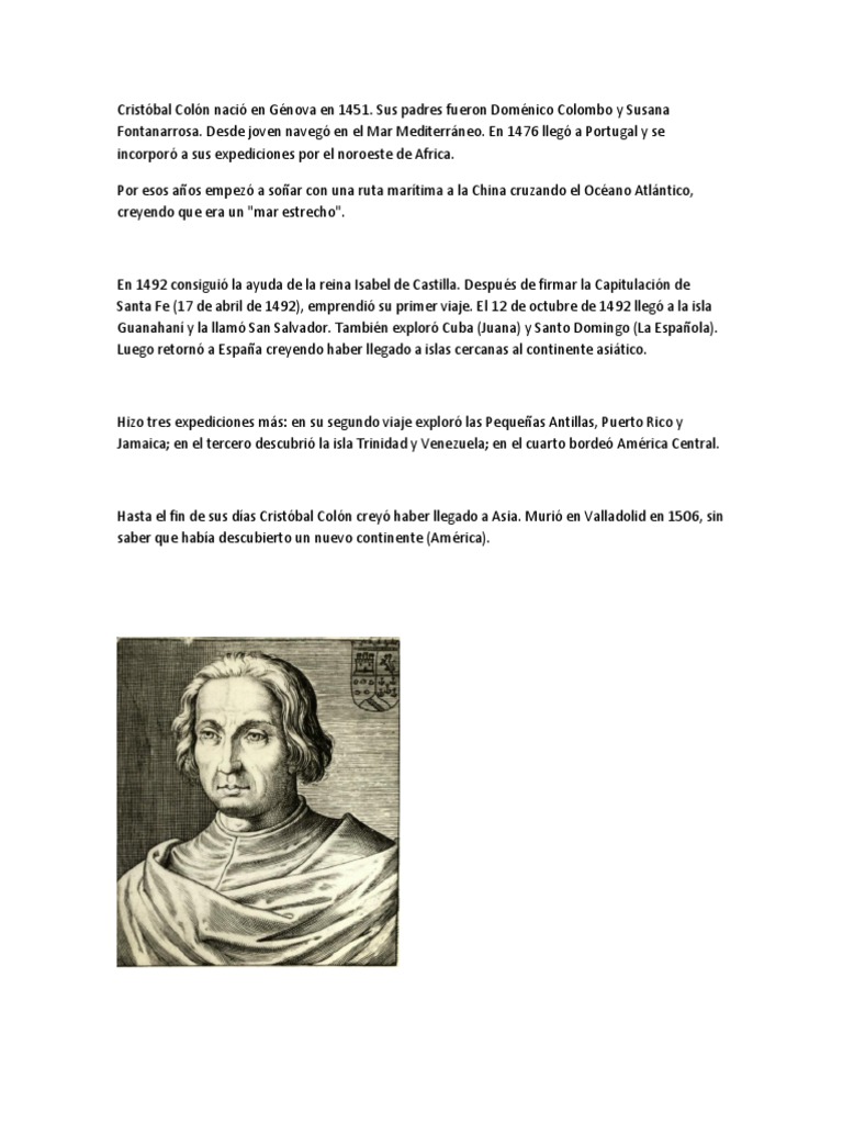 Cristóbal Colón Nació en Génova en 1451 | PDF