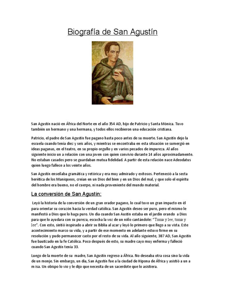 Biografía de San Agustín | PDF | Ciencias sociales | Religión y espiritualidad