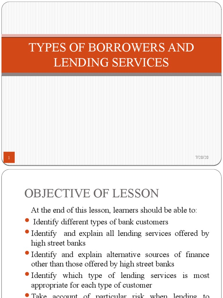 Types of Borrowers and Lending Services | PDF | Factoring (Finance) | Lease