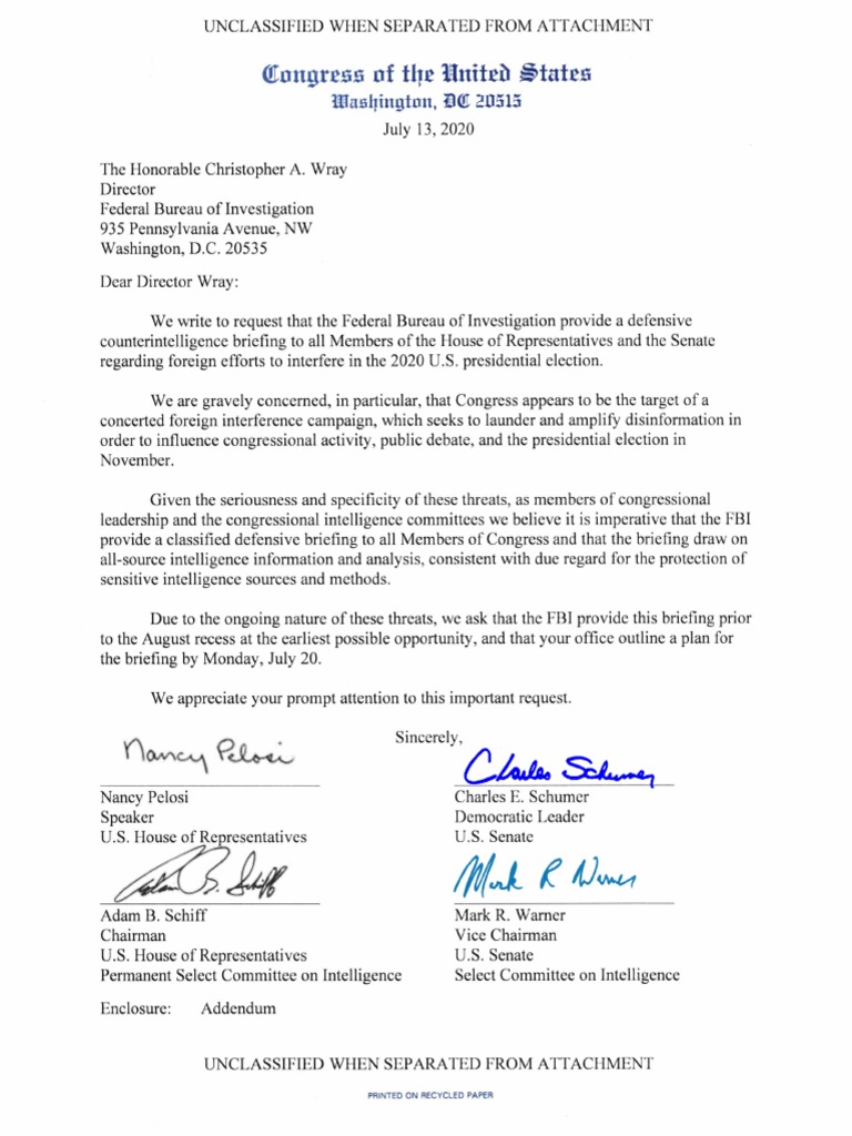 Letter To FBI Director Wray | PDF