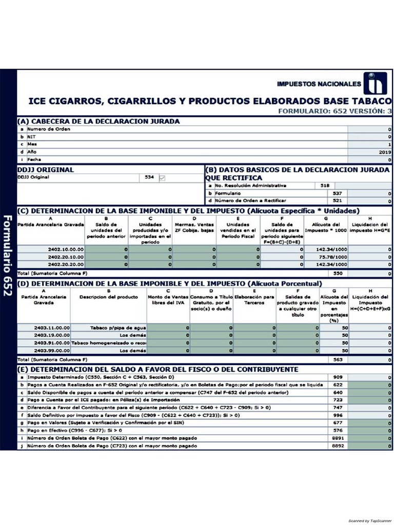 Formulario 652 | PDF