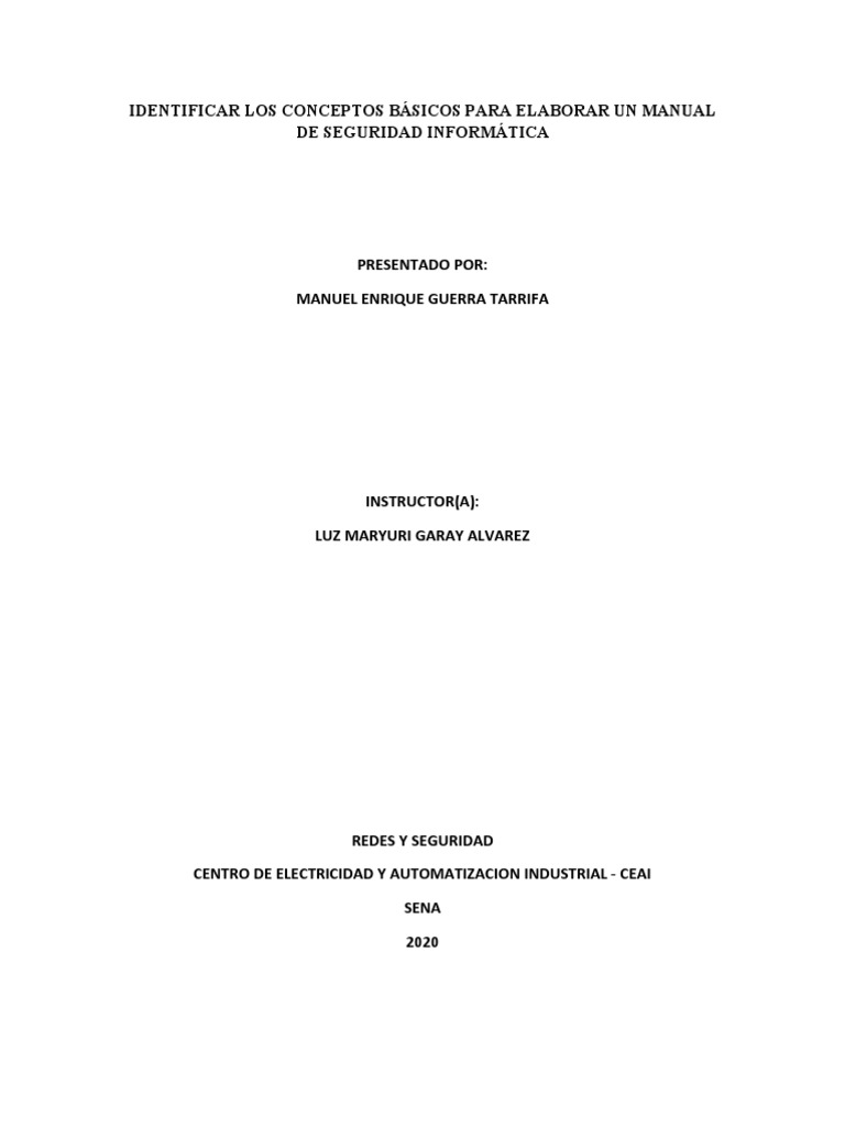 Identificar Los Conceptos Básicos para Elaborar Un Manual de Seguridad Informática | PDF | La ...