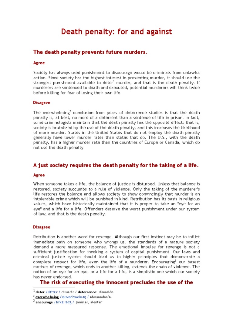 Death Penalty: Arguments For and Against | PDF | Capital Punishment ...