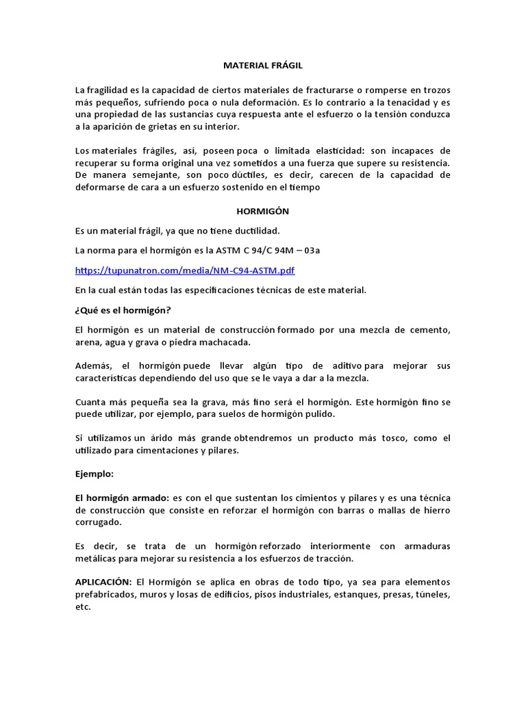 Material Fragil y Ductil | PDF | Ductilidad | Hormigón