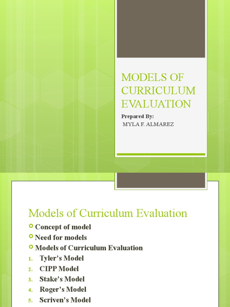Models of Curriculum Evaluation | PDF | Conceptual Model | Evaluation
