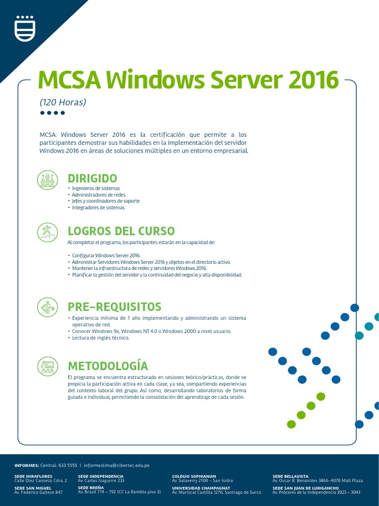 MCSA Windows Server 2016 | PDF | Windows 2000 | Servidor (Computación)