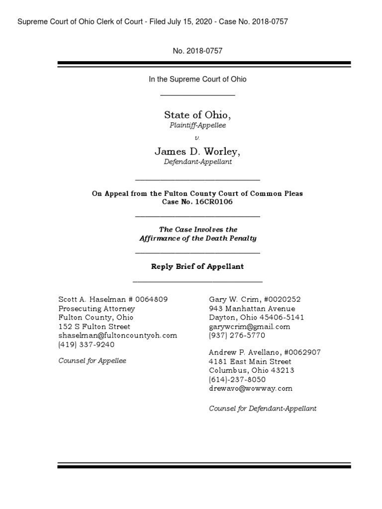 State of Ohio, James D. Worley | PDF | Voir Dire | Jury Selection