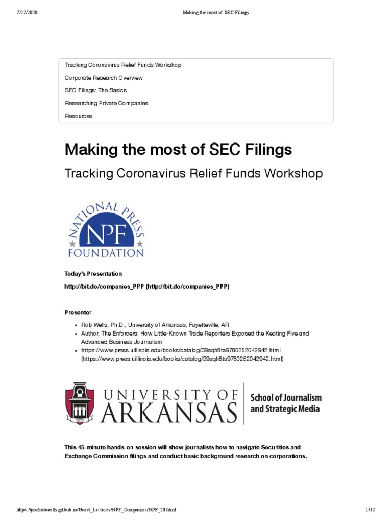 Making The Most of SEC Filings | PDF | U.S. Securities And Exchange ...