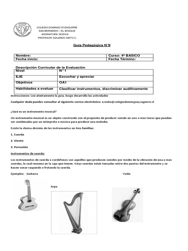 4º Básico | PDF | Instrumentos musicales | Instrumentos de cuerda