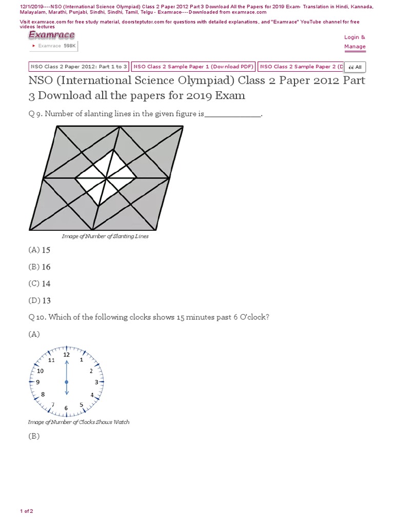 Class 2 NSO Exam Papers 2019 | PDF | Computers | Technology & Engineering