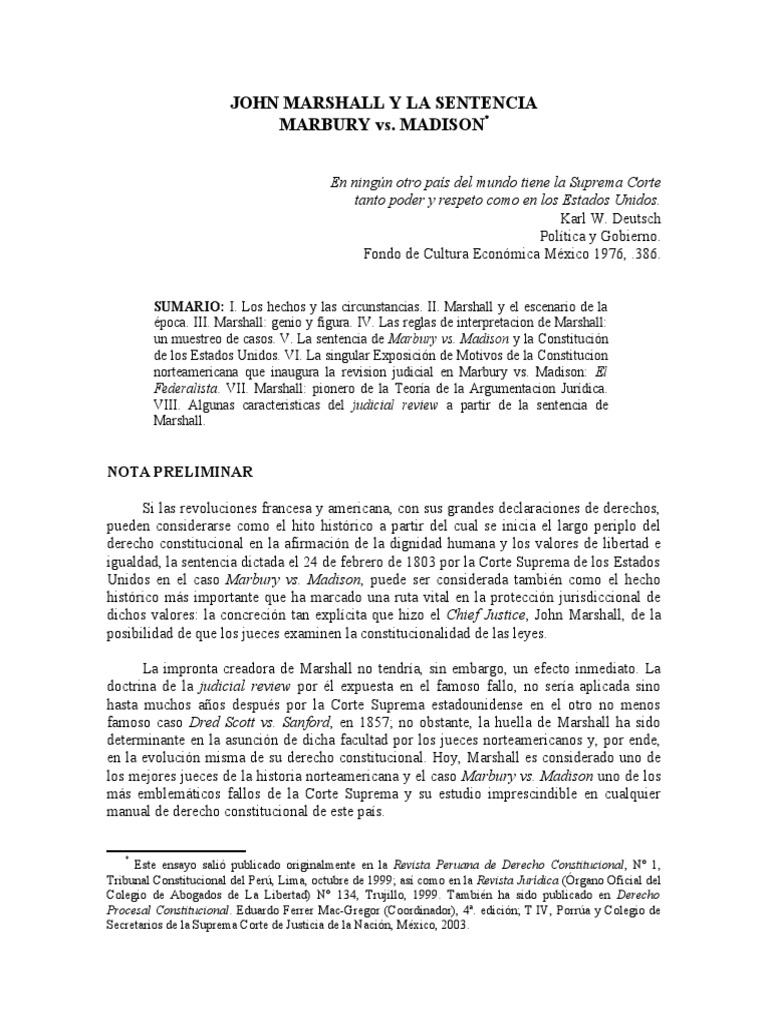 03 John Marshall y La Sentencia Marbury Vs Madison (Eto) | PDF ...