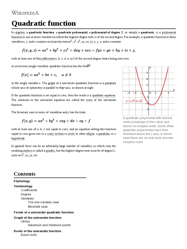 Quadratic Function: Etymology Terminology | PDF | Teaching Mathematics ...