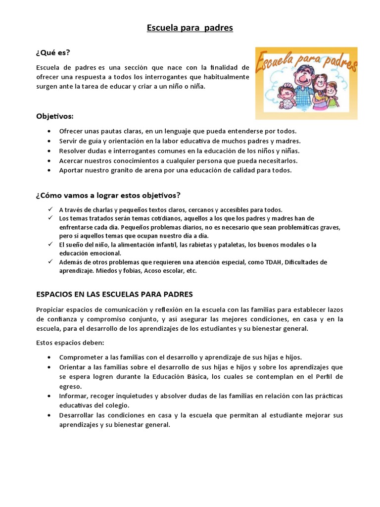 Escuela para Padres | PDF | Familia | Maestros