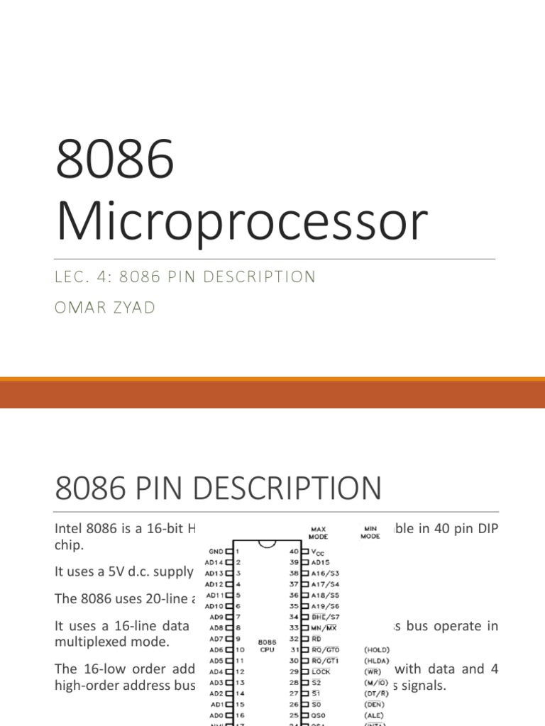 8086 Microprocessor: Lec. 4: 8086 Pin Description Omar Zyad | PDF | Input/Output | Central ...