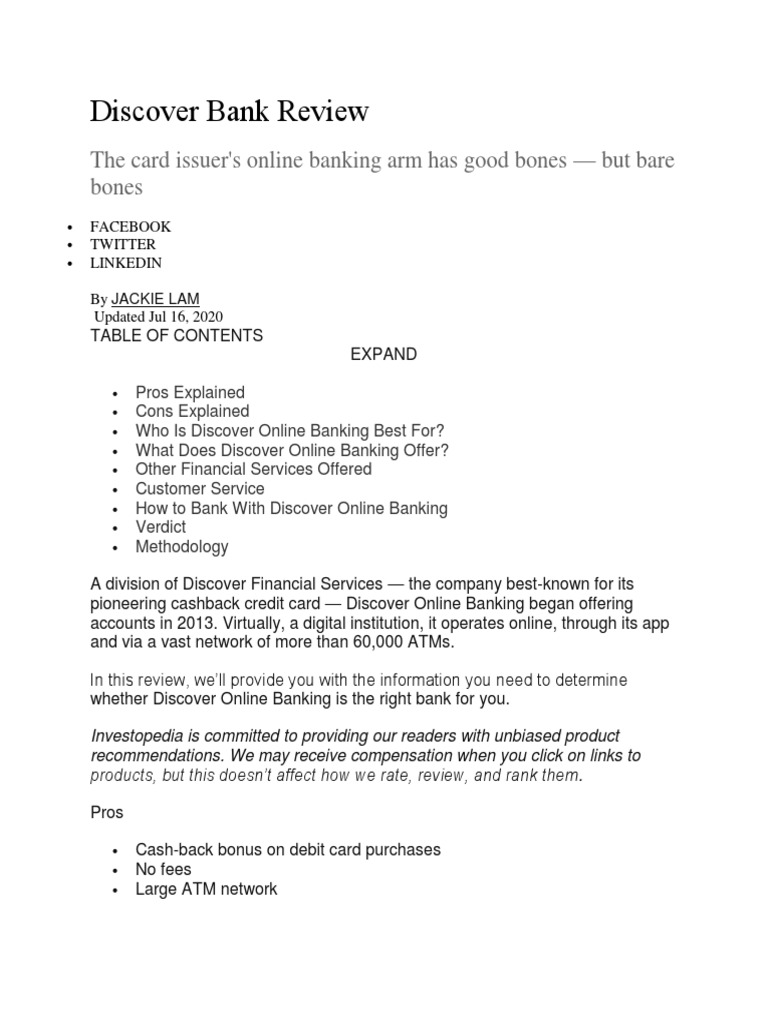 Discover Bank Review | PDF | Transaction Account | Certificate Of Deposit