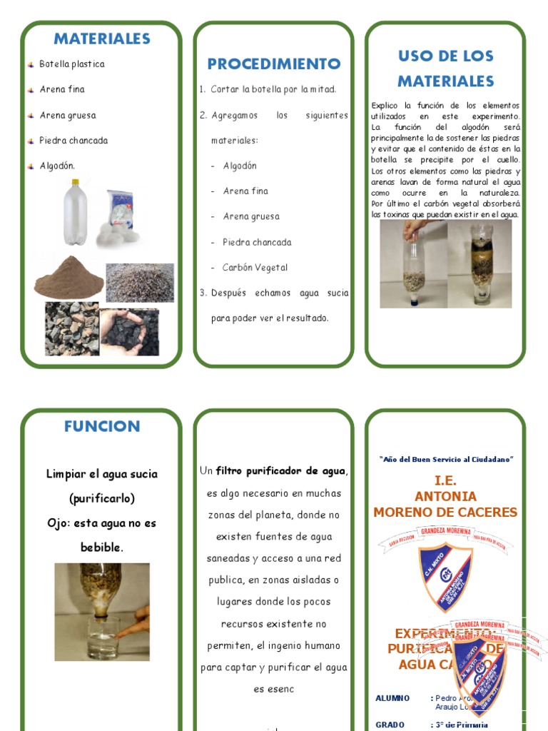Triptico Purificador de Agua | PDF | Agua | Naturaleza Triptico Purificador de Agua | PDF | Agua | Naturaleza