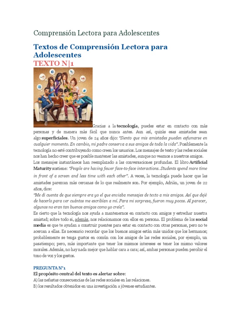 Comprensión Lectora para Adolescentes | PDF | Enseñanza de matemática ...
