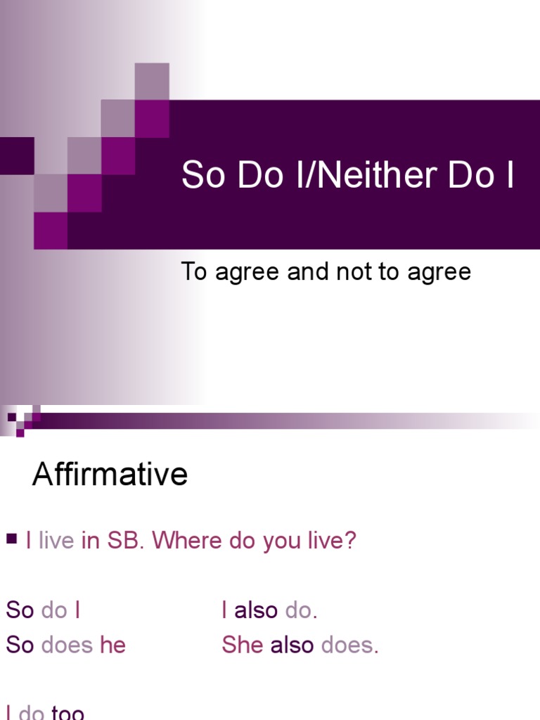 So Do I-Neither Do I | PDF