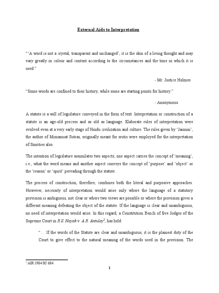 External Aids in Statutory Interpretation | PDF | Statutory ...