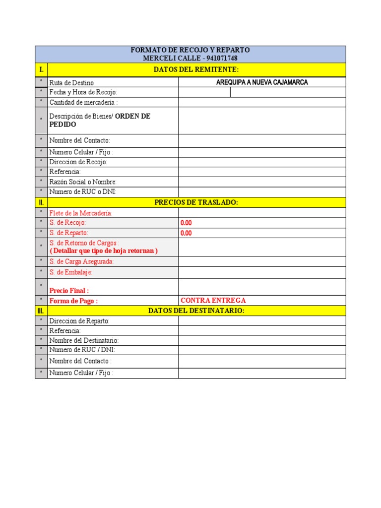 Formato de Recojo y Reparto Shalom | PDF | Derecho