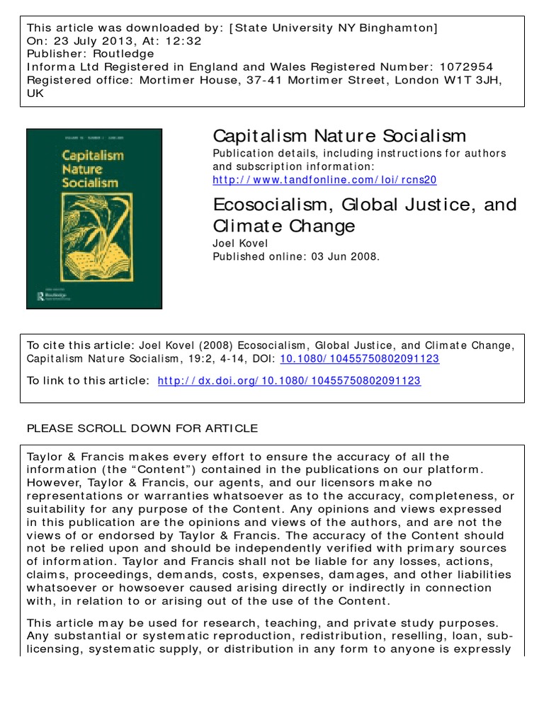 Ecosocialism, Global Justice, and Climate Change - Joel Kovel (2008 ...