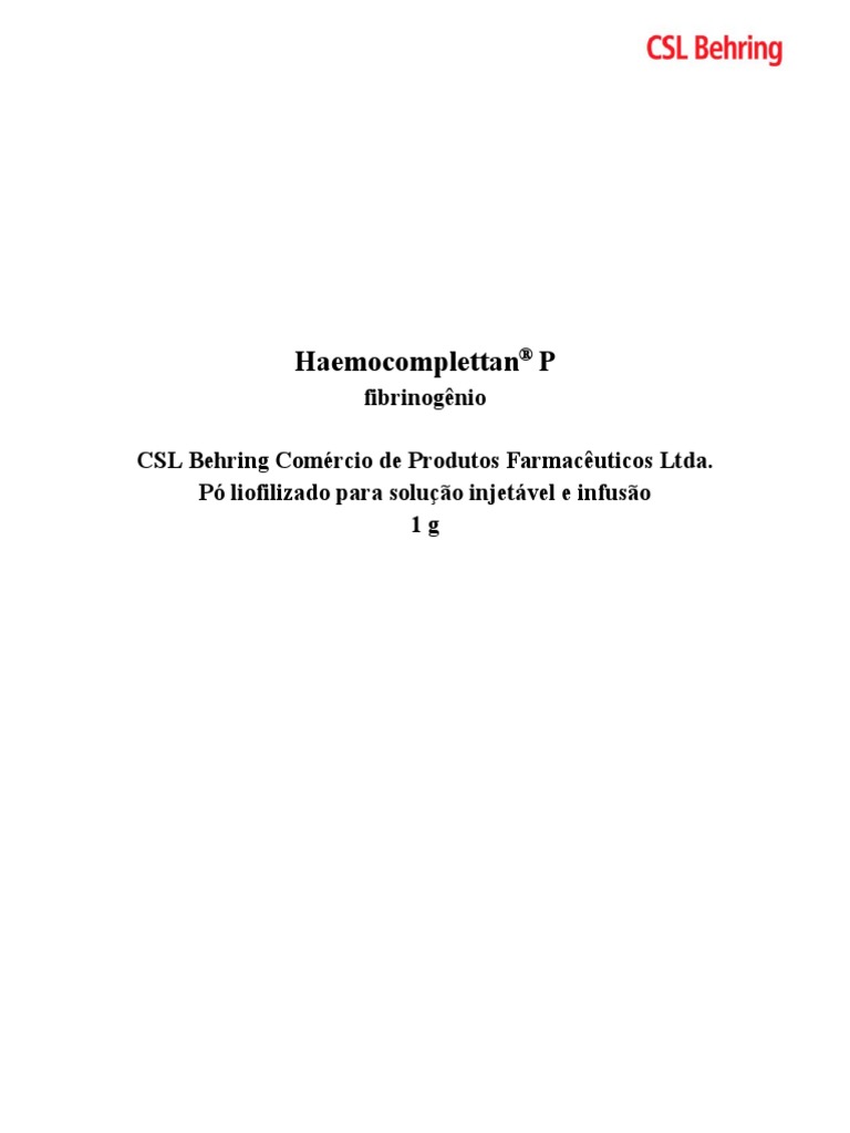 Haemocomplettan P Bula Paciente PDF | PDF | Gravidez | Trombose