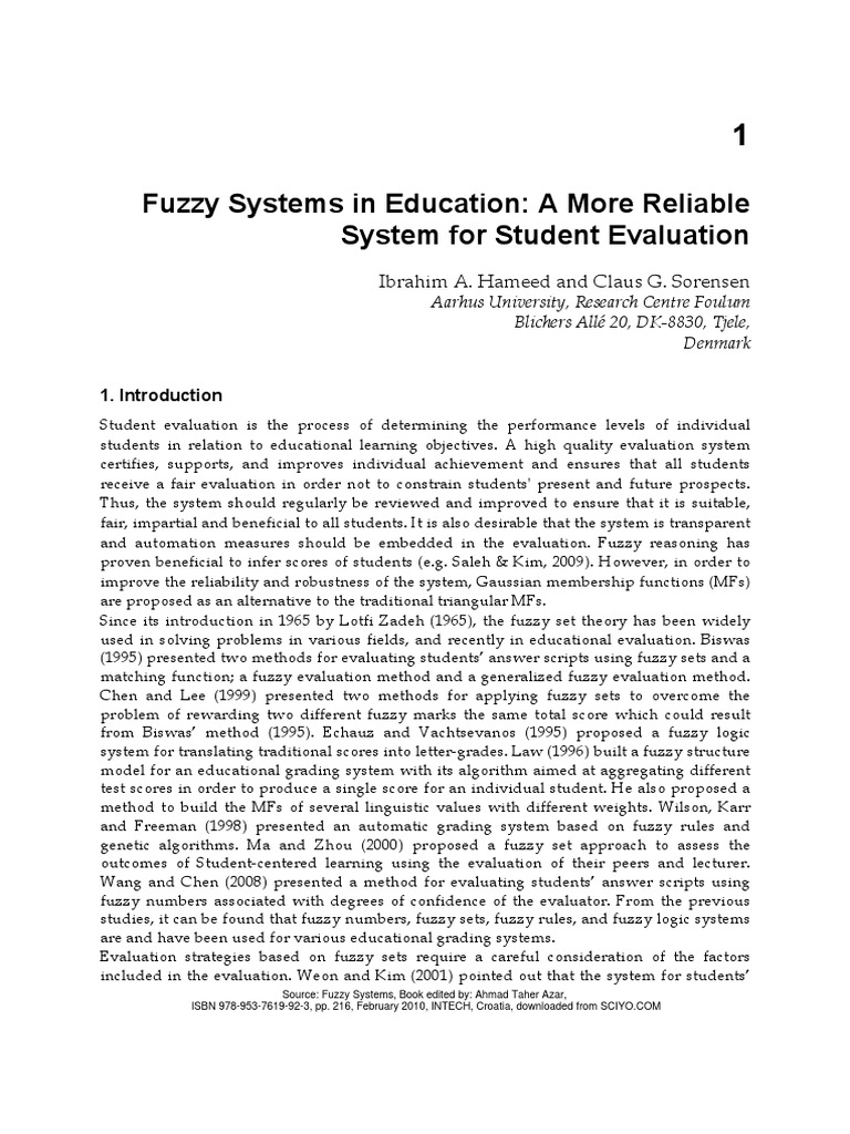 Fuzzy Systems in Education A More Reliab | PDF | Fuzzy Logic | Normal ...