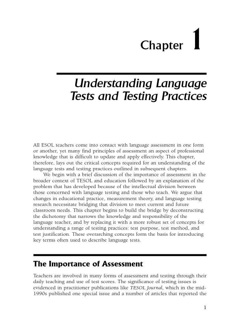 Understanding Language Tests and Testing Practices | PDF | Educational ...
