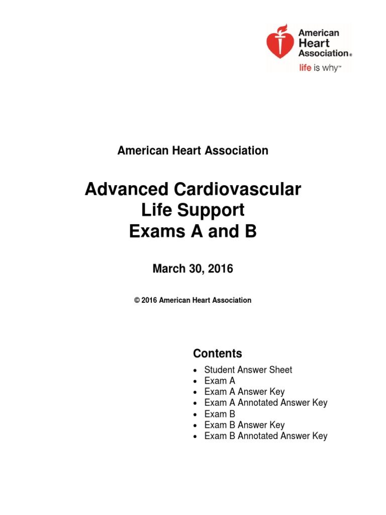 Advanced Cardiovascular Life Support Exams A and B: American Heart ...