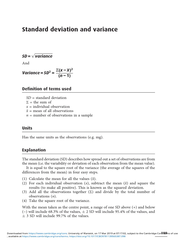 Standard Deviation and Variance | PDF | Standard Deviation | Variance