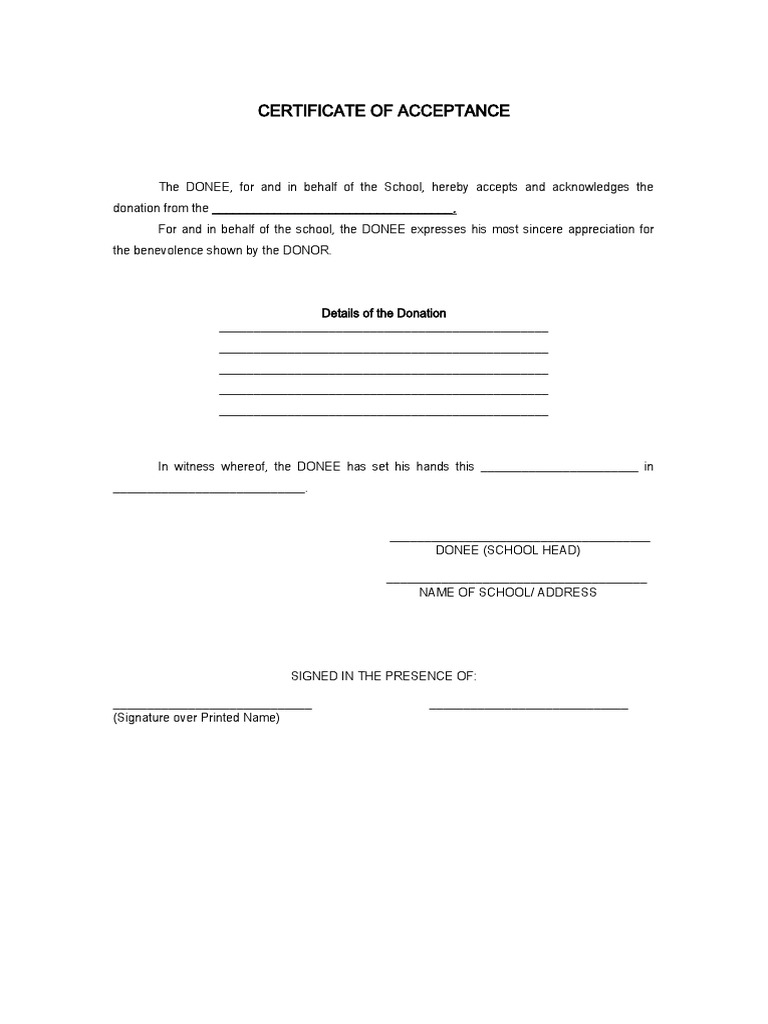 Certificate of Acceptance | PDF