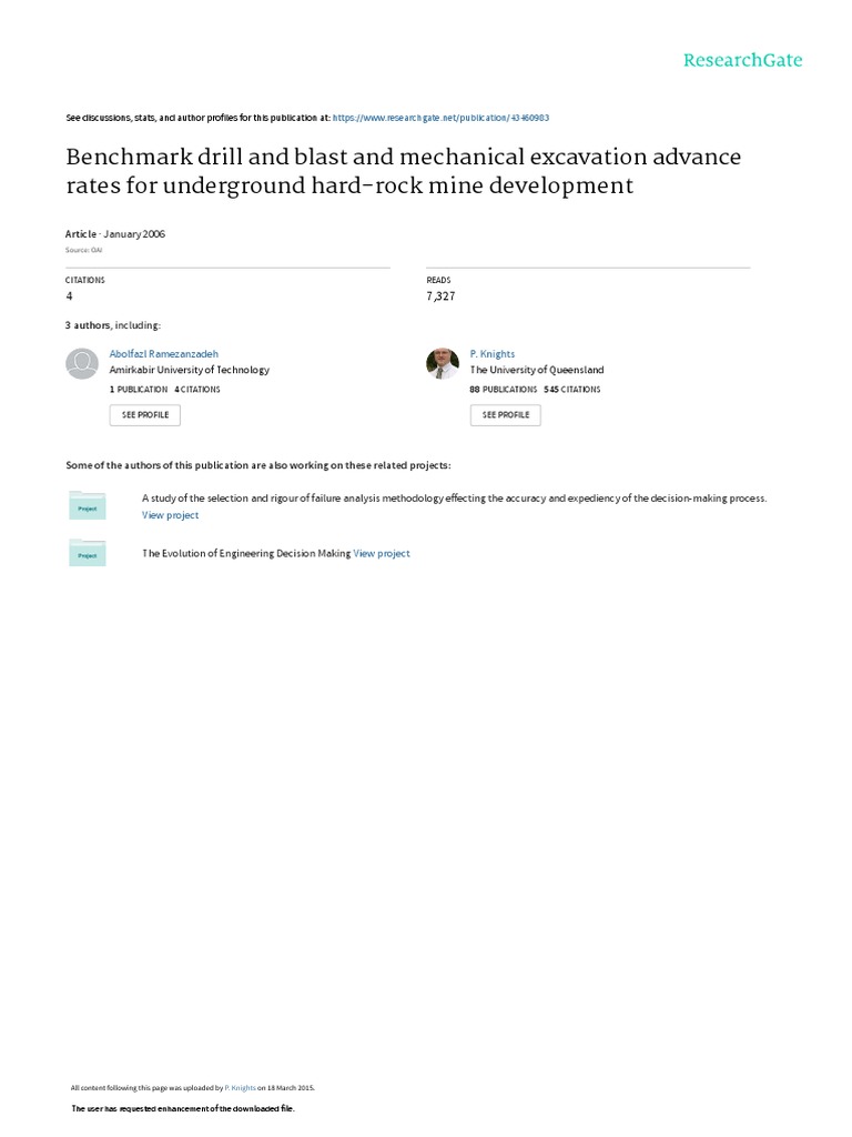 Benchmark Drill and Blast and Mechanical Excavatio | Nature
