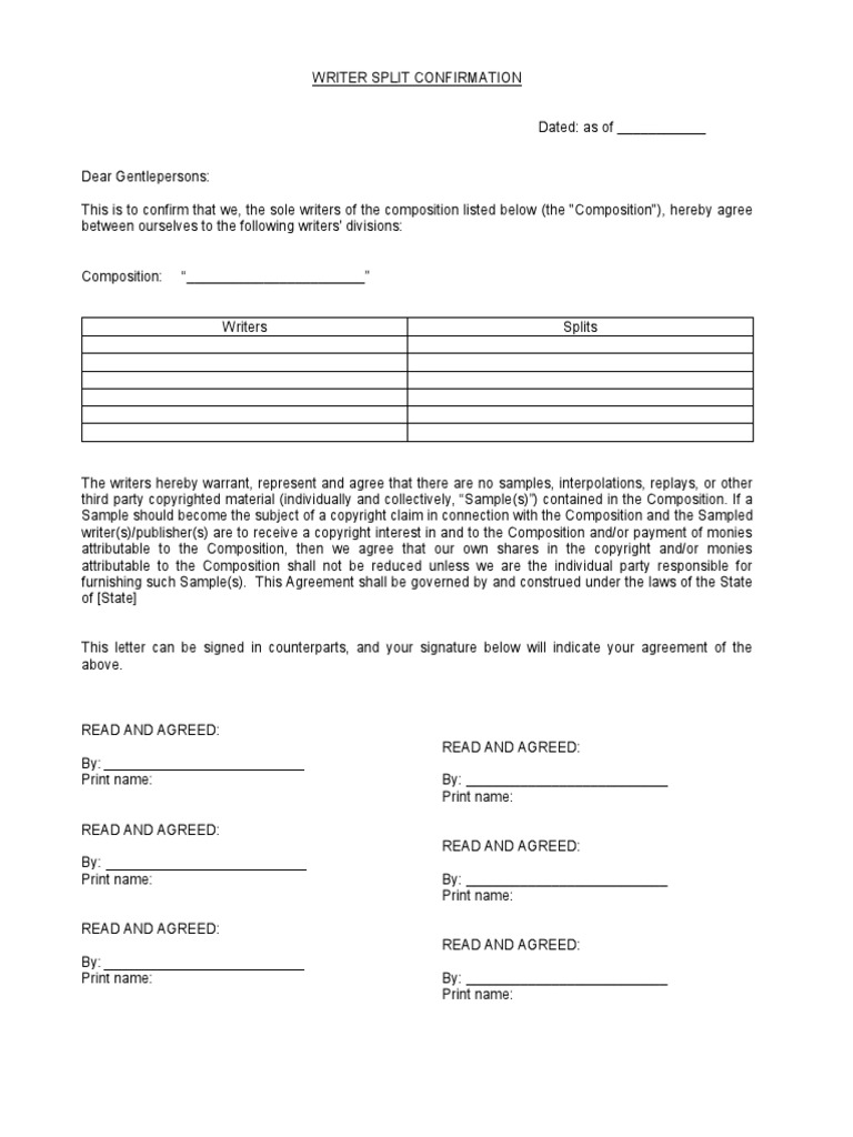 Songtrust Split - Sheet | PDF