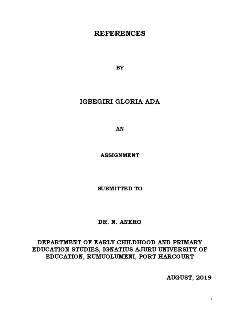 References: Igbegiri Gloria Ada | Download Free PDF | Citation ...