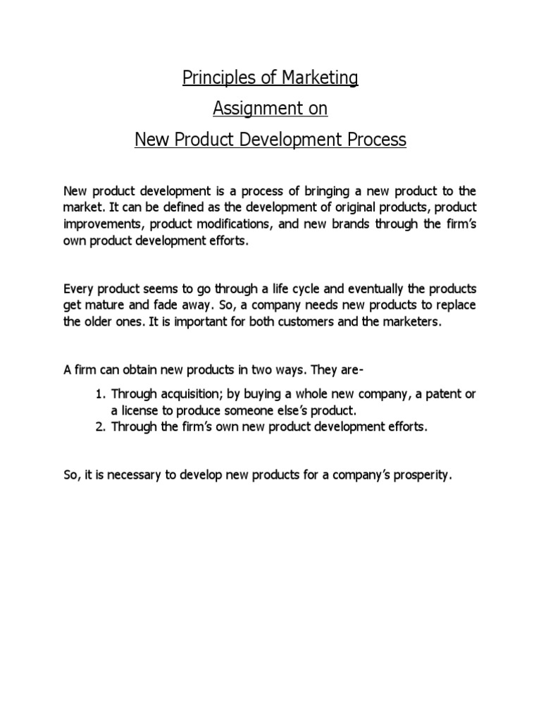 Principles of Marketing Assignment On New Product Development Process ...