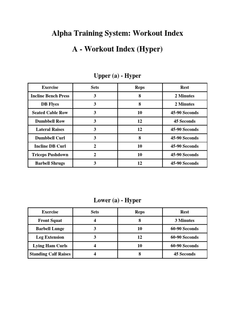 Printable Workout Index PDF | Download Free PDF | Recreation | Physical ...
